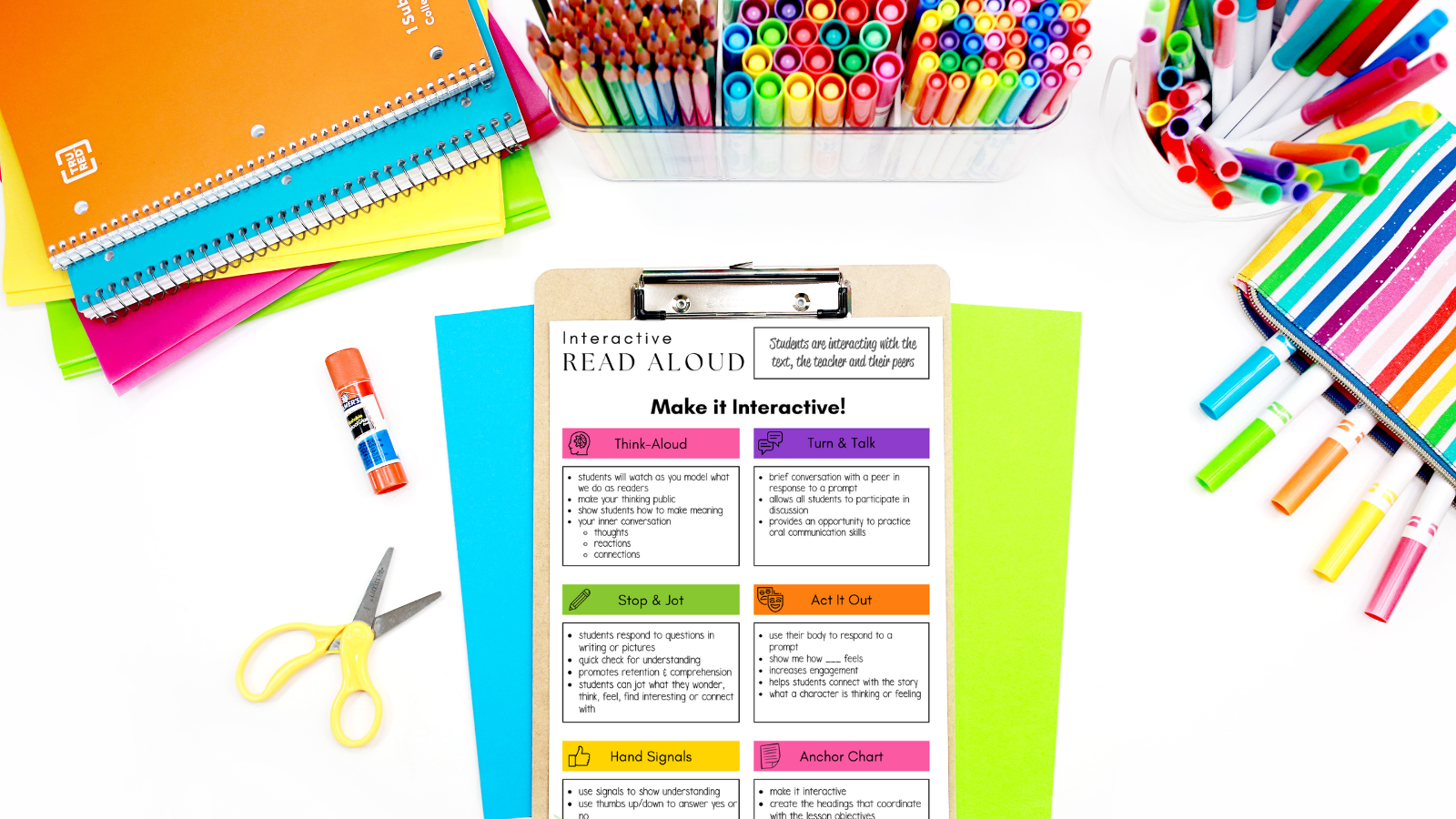 FREE List of Interactive Read Aloud Strategies - The Colorful Apple